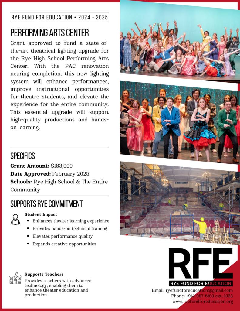 Performing Arts Center- $183,000 (February 2025) - Rye Fund for Education