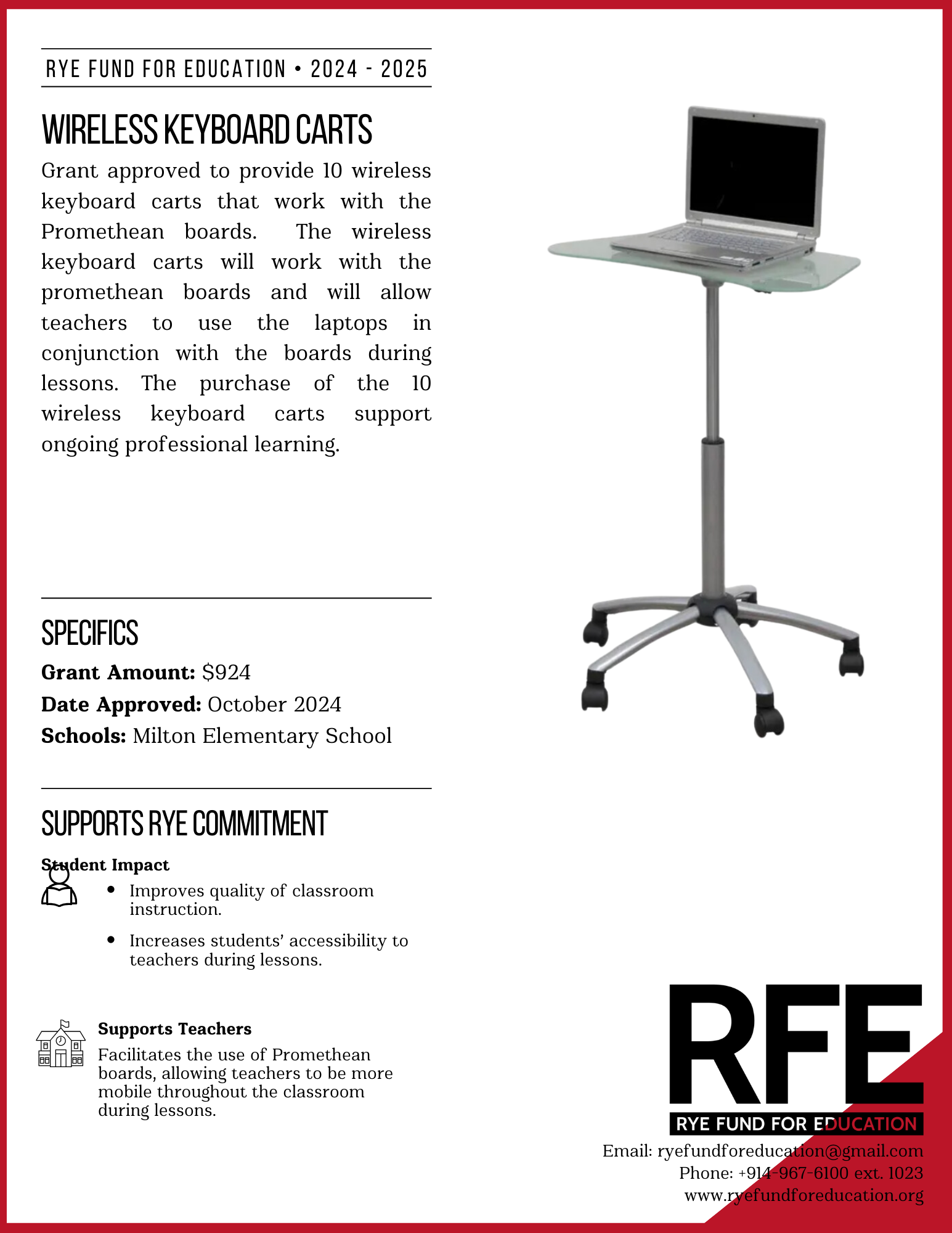 Wireless Keyboard Carts- $924 (October 2024) - Rye Fund for Education